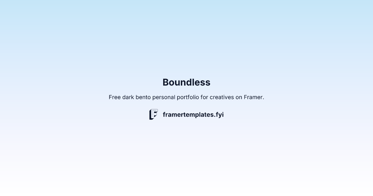 Boundless | Free Dark Bento Portfolio for Framer