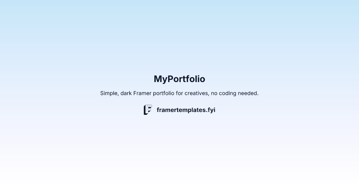 MyPortfolio Framer Template | Dark & Minimal Design