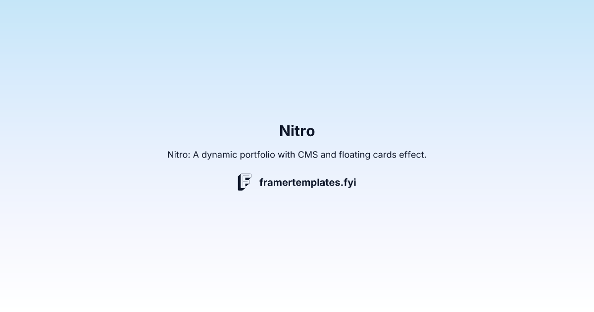 Nitro Framer Portfolio | Dynamic Showcase