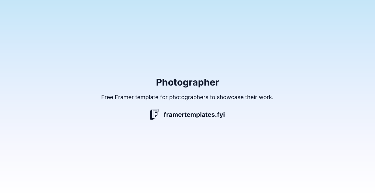 Photographer | Free Framer Portfolio Template