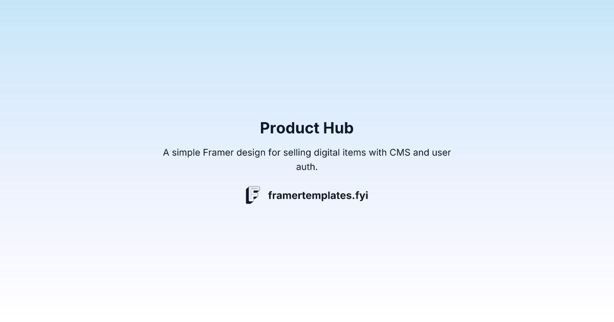 Product Hub | Framer Ecommerce Template