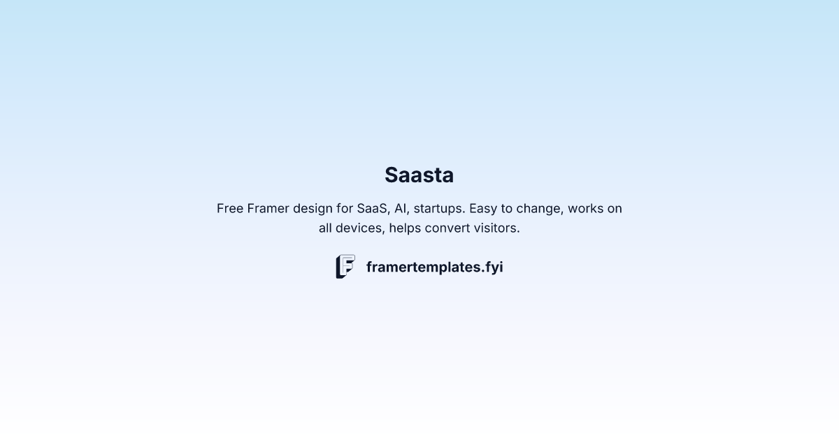 Saasta SaaS AI Startup Template | Framer's Choice
