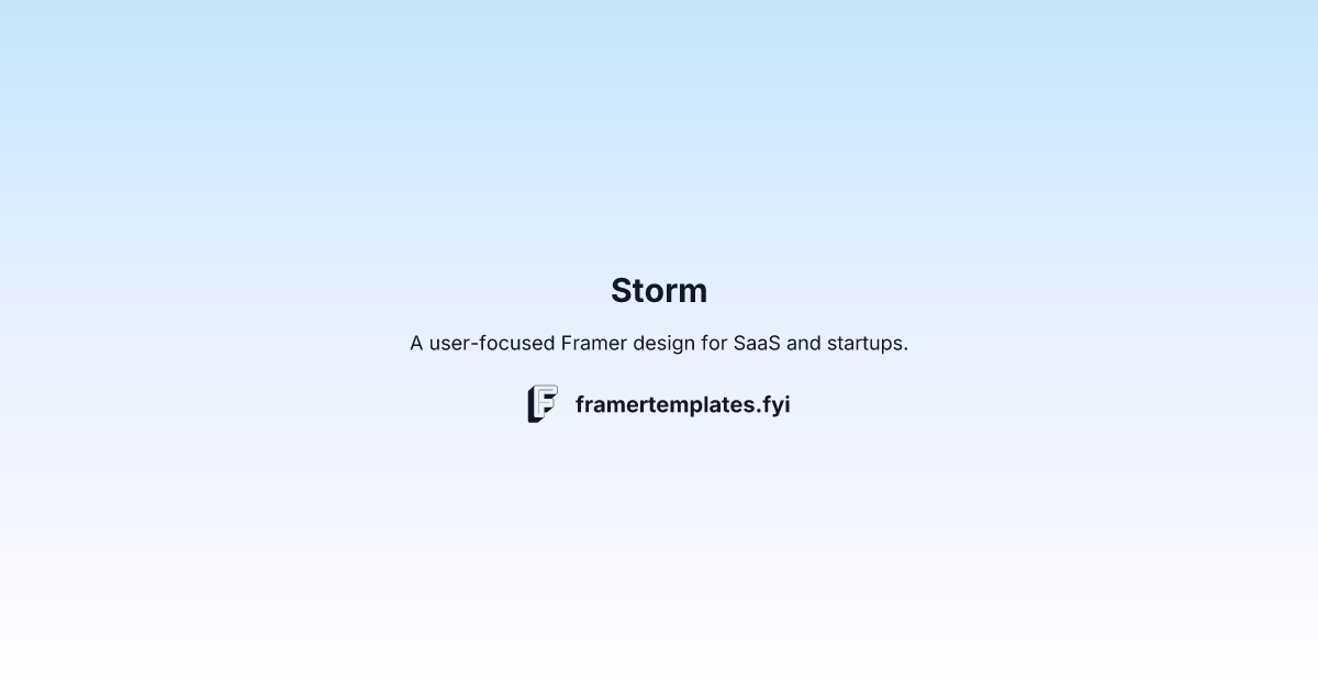 Storm — Framer SaaS Template | User-Centric Design