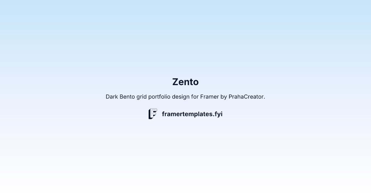 Zento | Dark Bento Portfolio for Framer